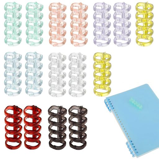 ✨【16 個 8 色セット 分類整理に最適】外穴径 15mm・内穴径約 13mm・高さ約 42mm のルーズリーフリングが 16 個入り。8 色のカラーバリエーションで科目別・テーマ別に色分け整理可能。A4/A5/B5 用紙はもちろん、シー...