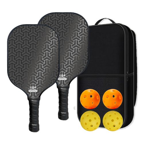 セット内容:ピックボールパドル*2、屋内用ピックルボール*2、屋外用ピックルボール*2、収納バッグ*1 ピックルボールラケットは、軽量な素材で作られており、手に持っても負担が少ない。 ガラス繊維製のラケット面は平面構造で打球の弾道が安定し、...