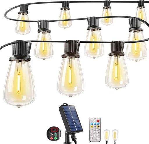 【2026最新モデル ストリングライト ソーラー】:このLEDライト ストリングには2つの充電方法が搭載されています。ソーラー充電は、コンセントや他の電源を接続することなく充電や点灯ができ、電気代は必要ありません。日差しさえあれば、いつでも...