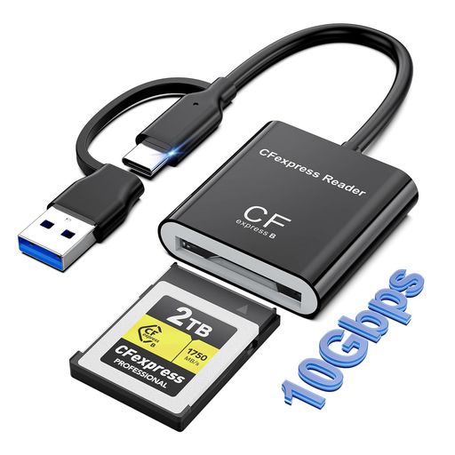 【プロ写真家のアシスタント - プロ仕様CFexpress Type Bカードリーダー】この2 in 1 USB-A + USB-C CFexpress Type Bカードリーダーは、写真家にとって必須のツールです。CFexpress Ty...