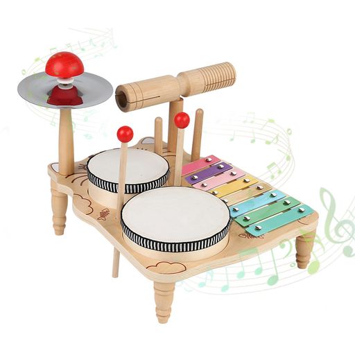 【音感と創造力を育む多機能楽器】本格的な羊皮太鼓とカラフルな7音階琴が一体化した知育玩具です。プラスチックにはない温かみのある深い響きと、清脆な音色が特徴です。叩く動作を通じて、お子様のリズム感、色彩認識能力、手と目の協調性を自然に養い、初...