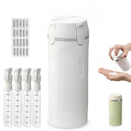 【4-in-1一体化・スペース節約】 4つの30mlボトルを1つのコンパクトなユニットに統合。旅行用シャンプーボトルとして、シャンプー、乳液、美容液などを一括管理でき、ポーチの中が散乱する心配はありません。極限まで荷物を減らしたいミニマリス...