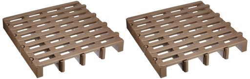 製品サイズ/幅51.7x奥行51.6cmx高さ7.1cm(1台あたり)(幅重なりしろ1.7cm、奥行重なりしろ1.6cm) 耐荷重/120kg(1台あたり) 材質/ポリプロピレン・ポリエチレン 原産国/日本 高床式のパレットで通気性がよく、...