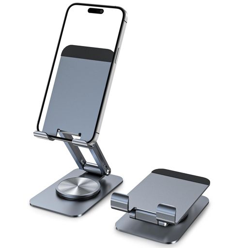 【360度回転式】スマホスタンド台座が360度回転するため、スマートフォンやアイフォンを載せたまま、見せたい向きに自由に回転させることができます。カチカチと軽めのいい音が出ながら回転してかなり高級感があります。姿勢を改善し、首、肩、背の疲労...