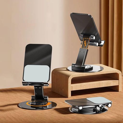 【360度回転ベース】スマホスタンド台座が360度回転するため、スマートフォンやアイフォンを載せたまま、見せたい向きに自由に回転させることができます。カチカチと軽めのいい音が出ながら回転してかなり高級感があります。伸縮機能付きで使用シーンに...