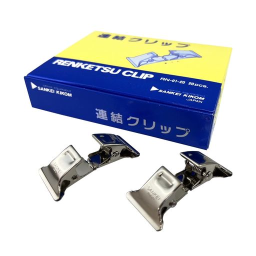 【製品サイズ】約50mmx挟み口23mm 【入り数】20個 【生産国】日本 【材質】スチール、ニッケルメッキ 【重量】約8g