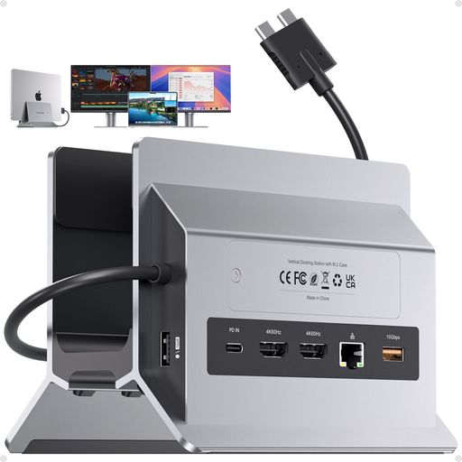 【11 in 1 ドッキングステーション】:このMacBook Pro ドッキングステーションスタンドには、HDビデオ出力用4K@60Hz HDMIx2、M.2 SSDケースx1、USB A 10Gbpsx1、USB C 10Gbpsx1、...