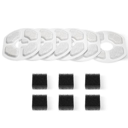 🐈【内容量】専用交換フィルターx6枚、スポンジx6個。3-6ヶ月間使用できます。 🐈【四層濾過】ポンプ用スポンジと綿層、ヤシ殻活性炭、イオン交換樹脂からなる多重ろ過システムが搭載されています。水から犬や猫の被...