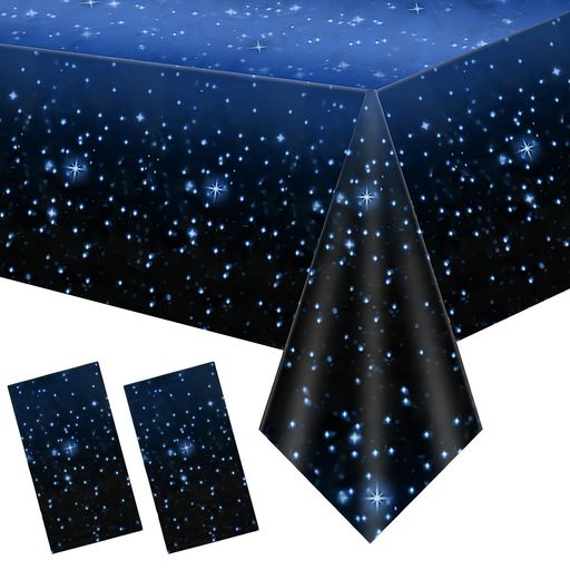 💖【星空のテーブルクロス】各パッケージには星空模様のネイビーブルーのテーブルクロスが2枚入っており、サイズは54x108インチ/137x274cmで、長さ8フィートの長方形のテーブルをカバーするのに十分です。テーブルの長さが...