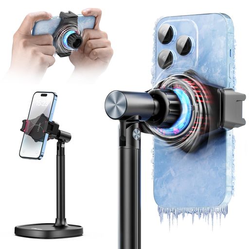 【冷却式スマホスタンド】普通の携帯電話ホルダーと異なり、スマホクリップに冷却ファンとペルチェ素子を搭載しております。スマホホルダーとスタンドは分離できるデザインなので、単なるスマホ冷却クーラーとして使えるし、スタンドに取り付けても利用できま...