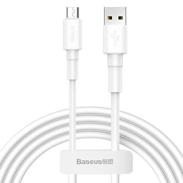 シンプル＆高耐久！太芯銅線採用でAndroidスマホを2.4A高速充電 Micro USBケーブル 1m Baseus Mini Whiteシリーズの Micro USB充電ケーブルです。 コア部分を1.2mm厚の太い銅線で構成し、最大2....