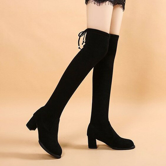 厚底ロングブーツ レディース ロング丈 コスプレ パンク靴 長靴 厚底靴 シンプル おしゃれ カジュアル シューズ 旅行 通勤 22.5cm-26.5cm 太ヒール 安定感 軽量 脚長効果 【メイン素材】合成皮革生地はお手入れが簡単なだけで...