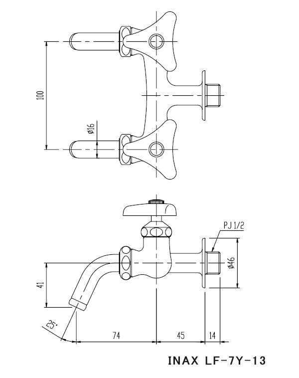 【楽天市場】LIXIL,INAX,LF-7Y-13,ユーティリティ用,2つ口ホーム水栓(呼び13ミリ用)蛇口：水道屋さん