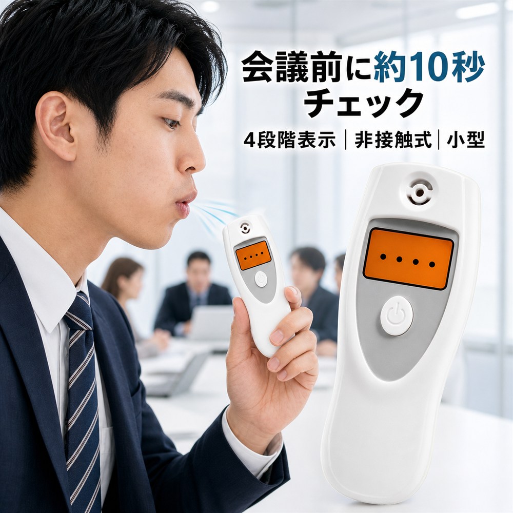会議前に約10秒チェック。毎日のエチケット習慣をサポートする携帯用ブレスチェッカーです。 【約10秒でかんたん口臭チェック】 息を吹きかけて、息の状態をスピーディーにチェックできます。測定結果は4段階で表示され、状態をひと目で確認できます。...