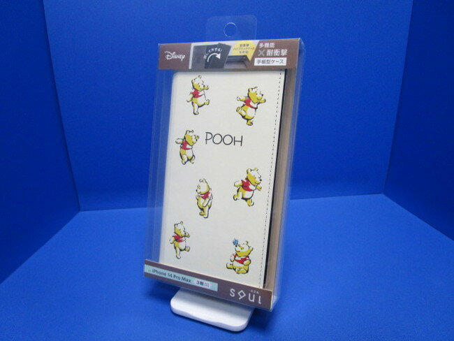 レイアウト iPhone14ProMAX ケース 『ディズニーキャラクター』/耐衝撃 徹底保護 手帳型 ケース Squl くまのプーさん 総柄 カメラまで徹底的に保護する手帳型ケース 液晶画面や背面を衝撃から護る手帳型ケース。カメラも覆って...