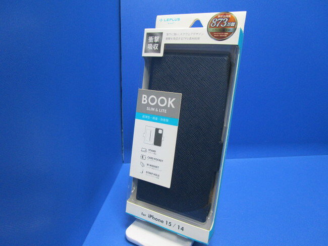 MSソリューションズ iPhone 15 iPhone 14 スリム 薄型・軽量PUレザー サフィアーノ調 手帳型 ケース BOOK SLIM＆LITE ブラック LEPLUS NEXT ルプラス ネクスト 参考価格1790円 スリムで傷つ...