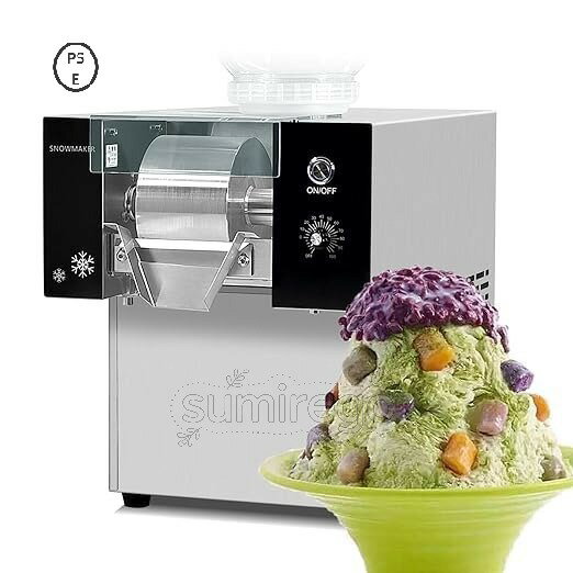 · スノーフレークアイスマシン　かき氷マシン　110V 60HZ，360W，日本のプラグ。空冷式　マシンサイズ：32x46x40cm、性味重量：23kg、ステンレス鋼ブレード　ドラブルと鋭い　マシンにはバケット2個付き、3L/個。· 高速、...