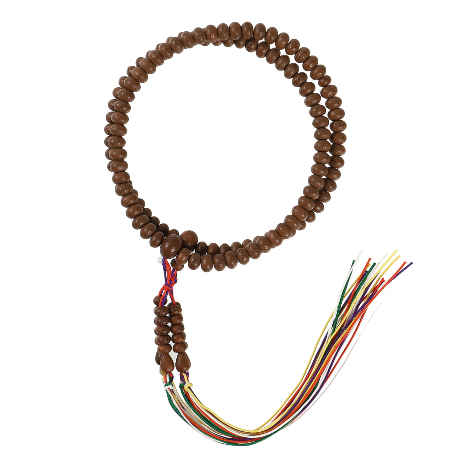 商品情報商品内容マメ科の落葉高木「槐（えんじゅ）」を使った真言宗の本式念珠です。珍しい五色の紐房を使っています。槐はゴロ合わせで「延寿」とも呼ばれ、縁起の良い素材として珠数に使われます。本品は大きめの尺三寸（内径がおよそ1尺三寸）で、ミカン...