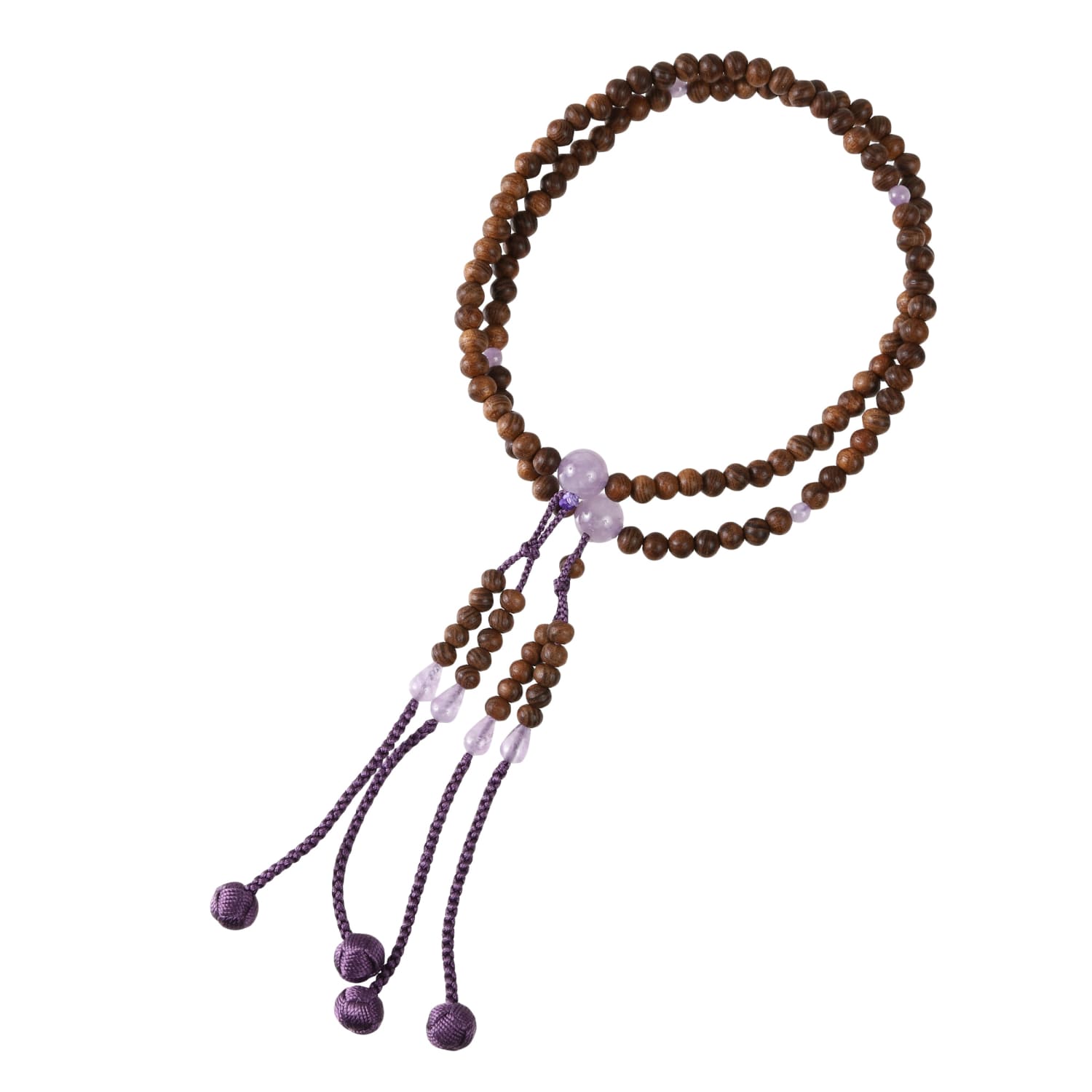 商品情報商品内容マメ科の落葉高木「槐（えんじゅ）」を使った真言宗の本式念珠です。親玉、四天、ツユには藤雲玉石（アメジスト）を使っています。槐はゴロ合わせで「延寿」とも呼ばれ、縁起の良い素材として珠数に使われます。本品は尺二寸（内径がおよそ一...