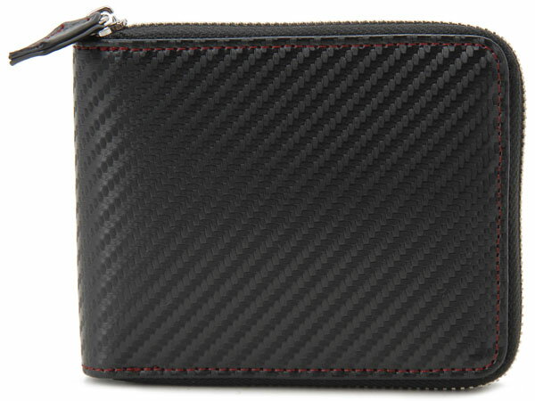 ■ブランド：monte SPIGA [モンテスピガ] ■カテゴリ：ラウンドファスナー二つ折り財布、メンズ ■カラー：ブラック×レッド ■素材：合成皮革(カーボンレザー型押し) ■サイズ：高さ9.5cm×横幅12.5cm×奥行き2cm ■開閉...