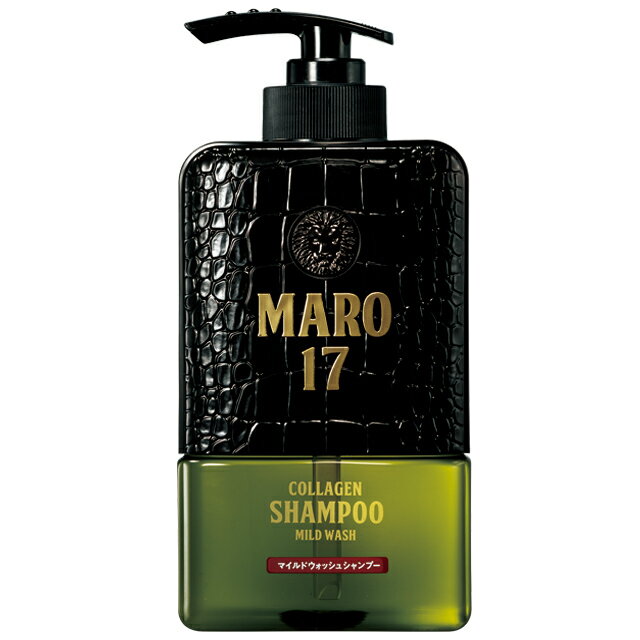 商品名MARO17　コラーゲンシャンプー　マイルドW 内容量350ml 商品説明その頭皮に逆転劇を！マーロ17型コラーゲンペプチド(＊1)配合、男のためのプレミアムなシャンプー。乾燥が気になる敏感な頭皮をやさしく洗います。●アミノ酸系洗浄成...