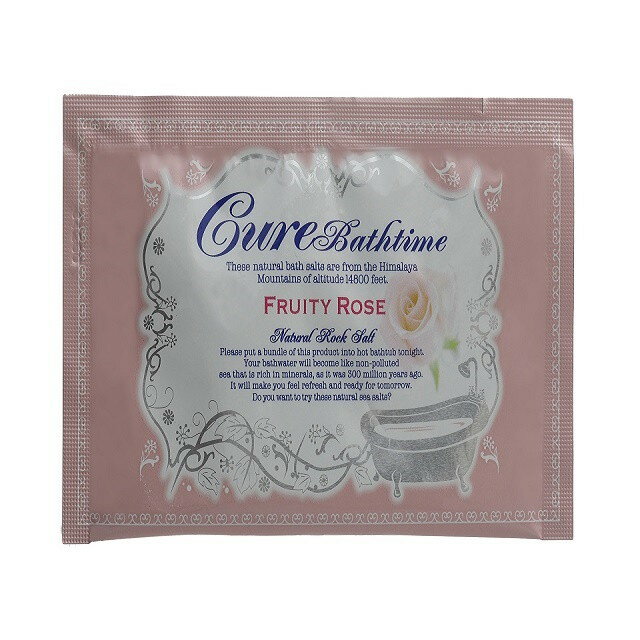 商品名キュアバスタイム　フルーティーローズの香り 内容量20g 商品説明（製品の特徴）ヒマラヤ山脈から採掘された3億年前の天然岩塩。13種類の豊富な天然ミネラルが含まれています。汗が出てすっきり、お肌しっとり。ルビーソルトの良さをそのままに...