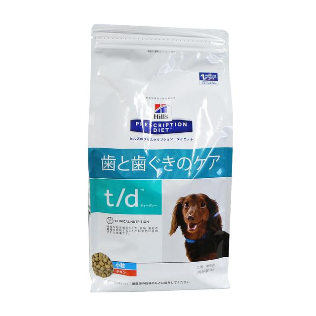 商品名犬用　t／d（小粒）歯と歯ぐきのケア　1kg 内容量1kg 商品説明（製品の特徴）噛むことで歯表面の汚れをこすりとり、歯垢や口臭の軽減、口腔および全身の健康に配慮しています 目安量/お召し上がり方パッケージ裏面記載の通り 使用上の注意...