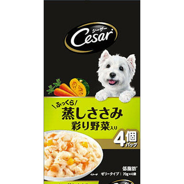 商品名CPM2　シーザー　ふっくら蒸しささみ　彩り野菜入り　70g×4袋内容量4フク商品説明低脂肪なささみをふっくら蒸して、低カロリー＊に仕上げました。厳選されたささみに彩り野菜を加えて、丁寧に調理し、素材のおいしさをそのまま閉じ込めました...
