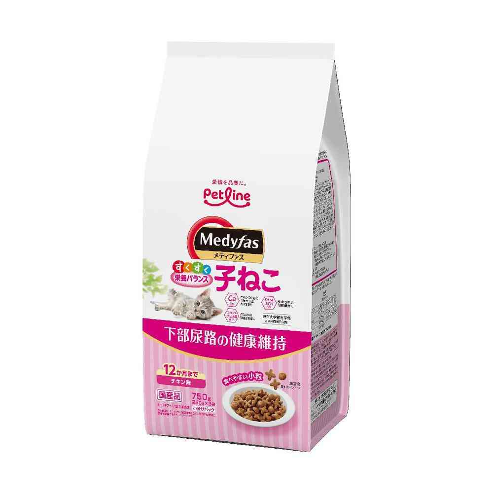 商品説明(製品の特徴)育ちざかりの子ねこにカルシウム強化。おなかの善玉菌の乳酸菌を増やすフラクトオリゴ糖配合。子ねこが食べやすい小粒サイズ。〇尿pH設計値6.3〜6.6〇マグネシウム含有量0.09%（標準値）使用上の注意直射日光、湿気の多い...