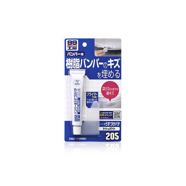 ■商品説明（製品の特徴） 樹脂バンパーのキズを埋める！バンパーの主力素材＝PP（ポリプロピレン）に密着力の良いバンパー専用うすづけパテ。バンパープライマー不要でご使用いただけます。曲面の多いバンパーに便利なフレキシブルパテヘラを採用。補修ケ...