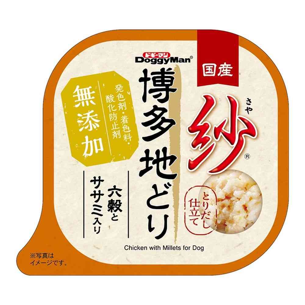 商品名ドギーマンハヤシ 紗 博多地どり 六穀とササミ入り 100g内容量100G商品説明旨み成分が豊富な「はかた地どり」を使用。国産米とビタミン、ミネラル、食物繊維が豊富な5種類の雑穀入り（もちきび、もち粟、丸麦、ひえ、アマランサス）。雑穀...