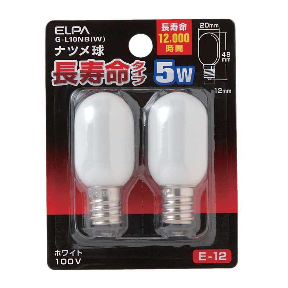 ■商品説明（製品の特徴） 【特長】●長寿命タイプ●小形・低ワットで長寿命設計の電球。常夜灯、装飾用に適しています【仕様】■定格電圧：110V■定格消費電力：5W■定格寿命：約12,000時間■本体サイズ：全長48×バルブ径20（mm）■口金...