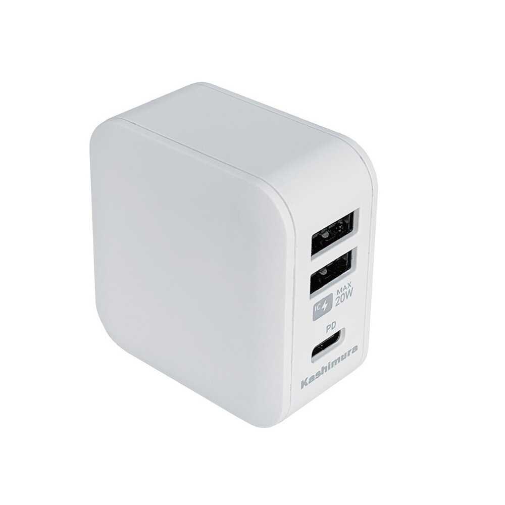 ■商品説明（製品の特徴） 持ち運びに便利な、USB‐A 2ポートとUSB Type‐Cポート搭載のAC充電器。●3ポート合計最大出力15W（5V 3A）●USB PD規格対応USB Type‐Cポート：最大20W　出力自動切替 5V 3A,...