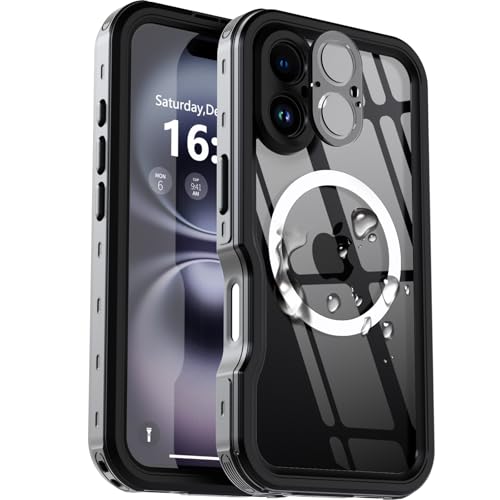ブラック/iPhone 16/-・IP68防水認証取得iPhone 16 専用の完全防水防塵ケースです。最高防水レベルのIP68認証を取得し、水深さ2Mの水中に1時間まで水没でき、さらに水中撮影でも対応出来ます。防水機能だけでなく、砂・ホコ...