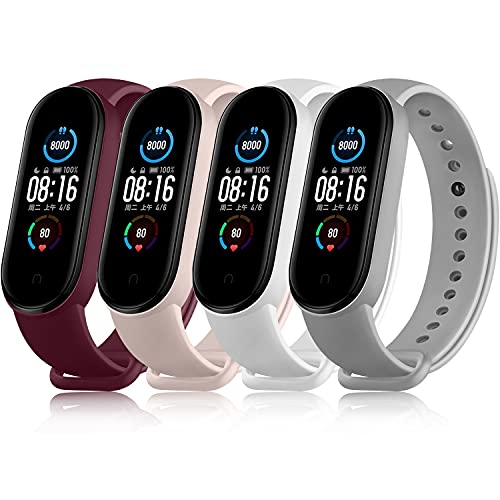 赤+ピンク+白+グレー/-/-・Color:赤+ピンク+白+グレー・対応機種：Xiaomi Mi Smart Band 5およびMi Band 6専用です。（Xiaomiスマートウォッチは含まれていません）。・高の素材：このXiaomi M...