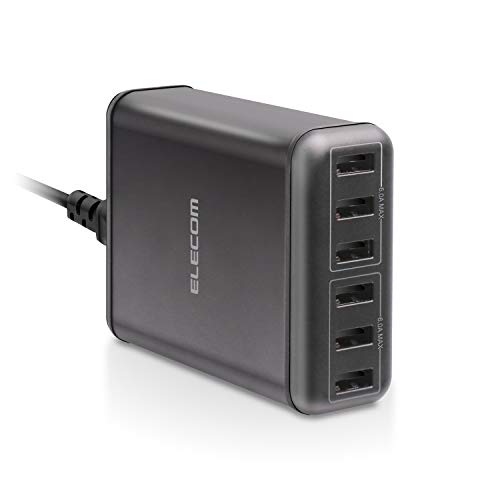 1)充電器単体ブラック/1)USB-A×6/EC-ACD01BK・Color:ブラックSize:1)USB-A×6Style:1)充電器単体・パッケージ個数:1・6つのUSBポートを搭載し、スマートフォンやタブレットのほかさまざまなUSB機...