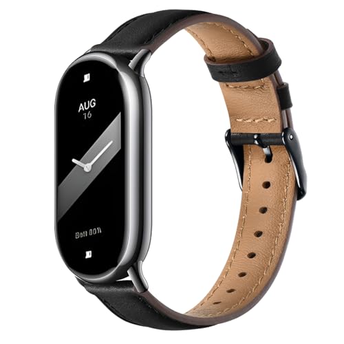 Luxuryブラック/ブラック/-/-・Color:ブラック/ブラック・ブランド：WFEAGL対応機種コンパチブル mi band 10/9/8 レザー シャオミ スマートバンド10/9/8 替えバンド 用 おしゃれバンド ビジネス 男女兼...