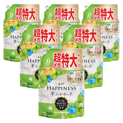 -/詰め替え 1900mL×6袋/-・PatternName:シャインマスカットSize:詰め替え 1900mL×6袋・パッケージ個数:1・新レノアハピネス夢ふわタッチは、洗濯するたび気になる衣類のダメージまで防ぐ。Tシャツの首元のヨレやニ...