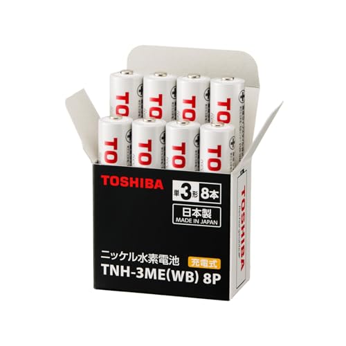 単三形-/8本入り/TNH-3ME(WB) 8P・Size:8本入りStyle:単三形・パッケージ個数:1・東芝 ニッケル水素電池 (日本製)・公称電圧(V):1.2V / 電池容量:min. 1 900mAh以上 :JIS C8708の充...