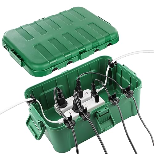 インダストリアル緑/-/-・Color:緑・アップグレード設計：この超大型屋外用耐候性ボックスは、大きな寸法と6つのケーブルエントランスを備えており、屋外の電気機器の接続をほぼすべて保護します。ロックな4つのラッチとソフトゴムシールにより、...