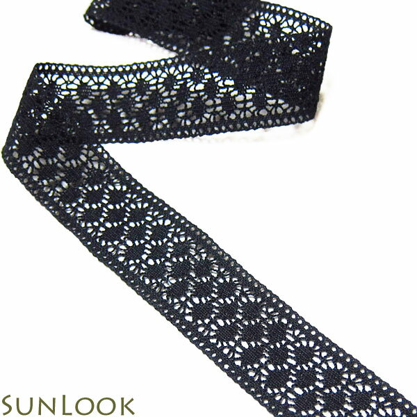 【定形外郵便可】10cm単位販売ドット柄トーションレース（巾約2.5cm 黒/ブラック） シンプルドット柄のレースです。 品質：綿　日本製 巾：約2.5cm ■価格は10cmあたりの価格です。 　50cmの場合→『5』　150cmの場合→『...