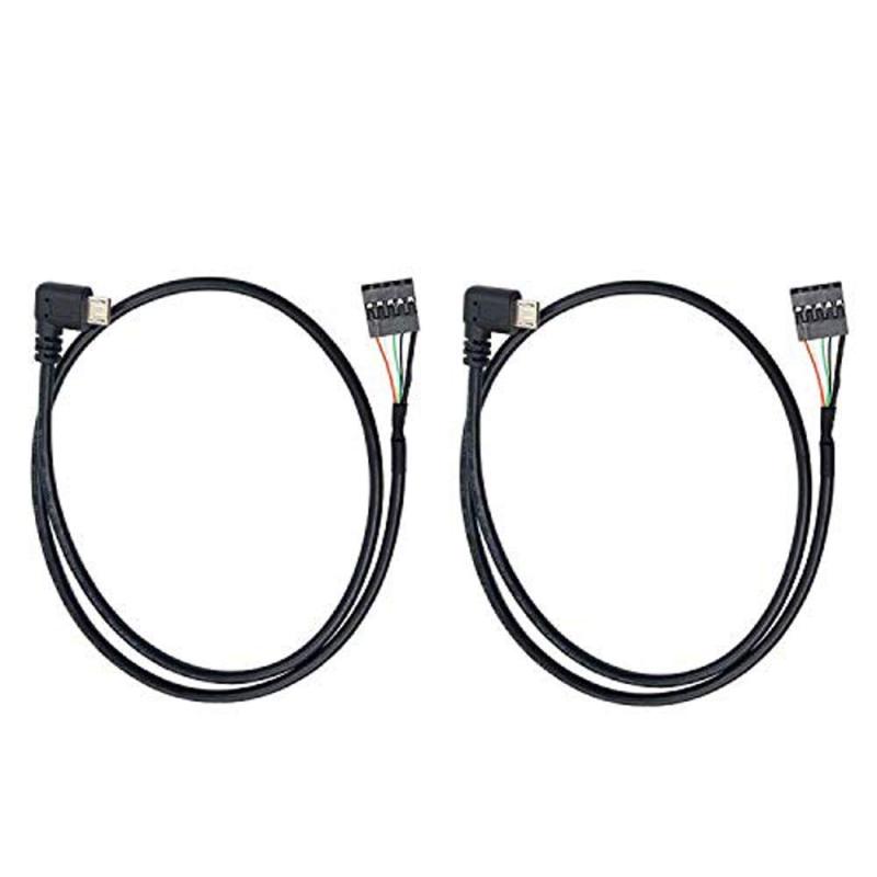 Duttek Micro USB 5 ピンマザーボードケーブル, L字型 90度直角 Micro USBオスから5ピンマザーボードメスアダプター デュポン延長ケーブル 50cm/1.64フィート (2個)Micro USB 5 ピンマザーボ...