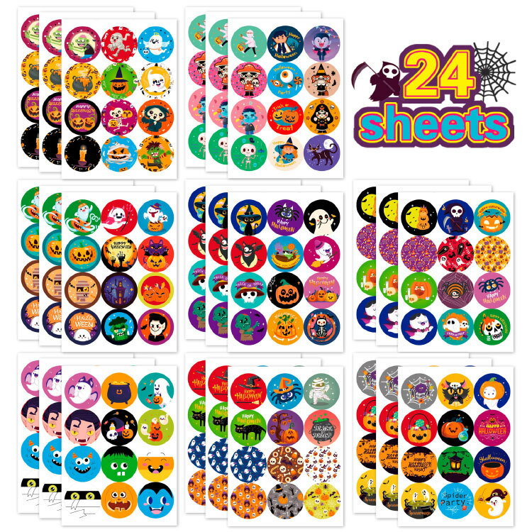 23年新しいタイプ万聖節シール48枚576pcsセット シールは可愛くて怖い雰囲気を作ることができます。万聖節のプレゼントとして子供にあげることができます。 お部屋や店舗のガラスはもちろん、万聖節の飾りに、パーティーや店舗の室内装飾におすす...