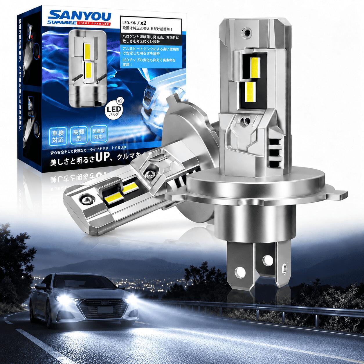 入力電圧DC12V-18V消費電力50W（片側25W）発光タイプホワイト色温度6500K保証期間1年保証商品特徴【従来のLEDの悩みを全て解決】 「ハイパワー型はサイズが大きくて取り付けにくい」「コンパクト型は暗くて物足りない」「ファンの音...