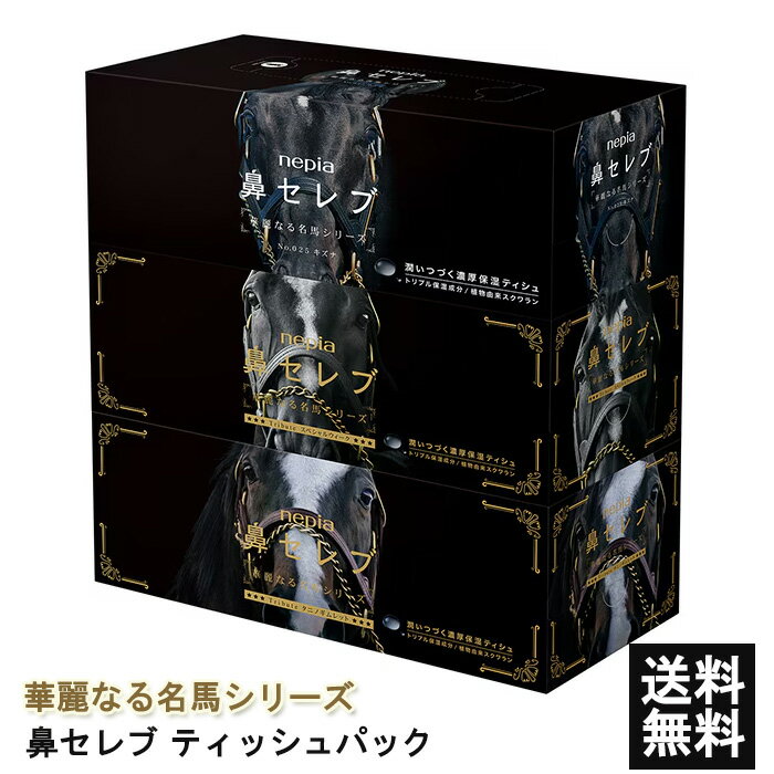 ※北海道・東北・信越・沖縄・離島は、後ほど追加送料を加算いたします。 ※パッケージ・内容等予告なく変更する場合がございます。予めご了承ください。 商品名 ネピア鼻セレブティシュ (400枚(200組))×3個　華麗なる名馬シリーズ JAN：...