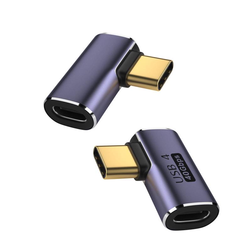 VCOM 2PACK USB 4 Type C変換アダプター 40Gbps 90°曲げ L字 USB 4.0 高速データ転送 充電PD100 w 8K@60Hz映像出力 Thunderbolt 3対応 USB C Type C オスtoメス...