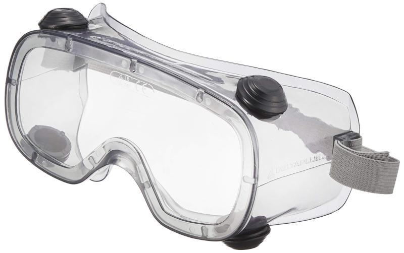 デルタプラス(DELTAPLUS) RUIZ1 ゴーグル型安全メガネ 上下4か所ベンチレーター+防曇加工 めがね併用可 ポリカーボネート黒透明レンズ PVCフレーム耐衝撃性の高いポリカーボネート製黒透明レンズゴーグル型安全メガネ正面・側面か...