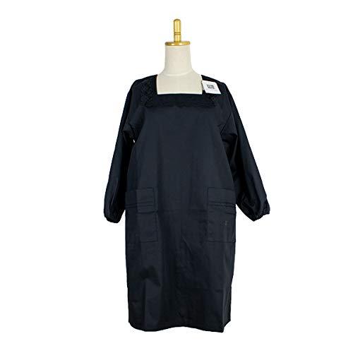 [サロンジェ] 割烹着 黒 日本製 角衿（ブラック）33602-10