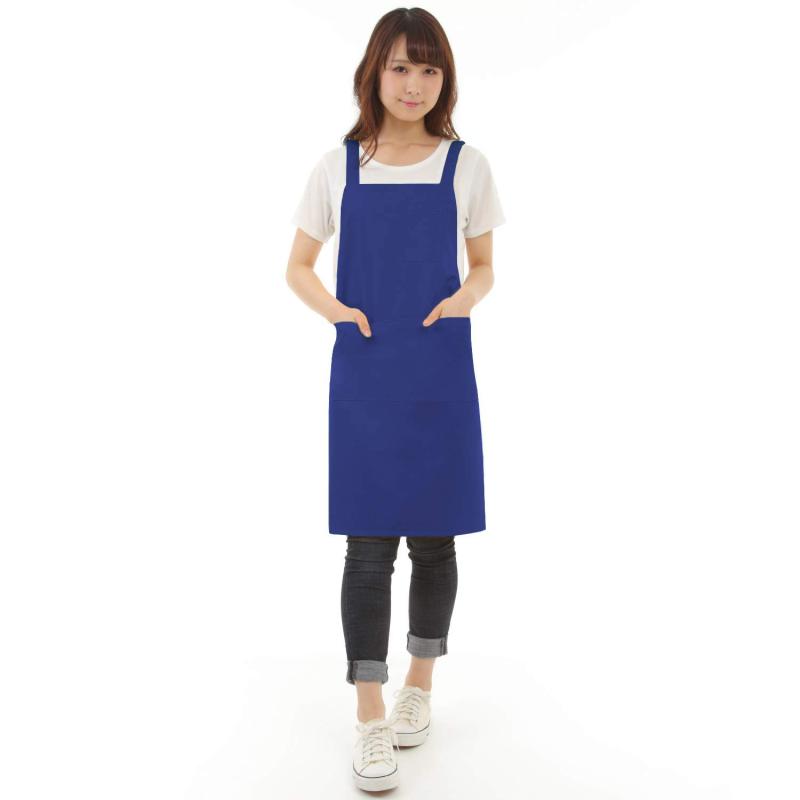 [smile mode] H型 エプロン おしゃれ スタイリッシュ 無地 ポケット付 男女兼用 シンプルデザイン 家庭用 カフェ用 保育士用 しわになりにくい 15カラー ミディアムブルー(medium blue)✅【H型デザインで肩ラク＆...