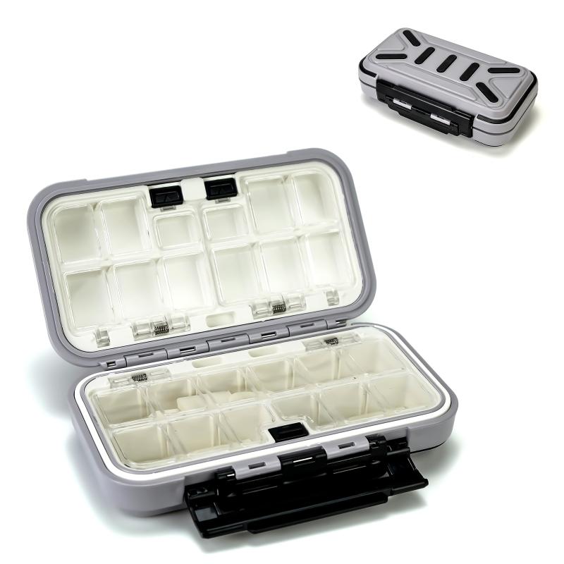 Piscorush タックルボックス 防水 釣り道具 釣りの餌箱 仕餌 釣り ルアーケース 透明な上蓋 仕分け コンパートメント コンパクト ポータブル 釣り用 収納ケース (グレー色 1パック)【軽量＆コンパクト】サイズは16 x 9 x...